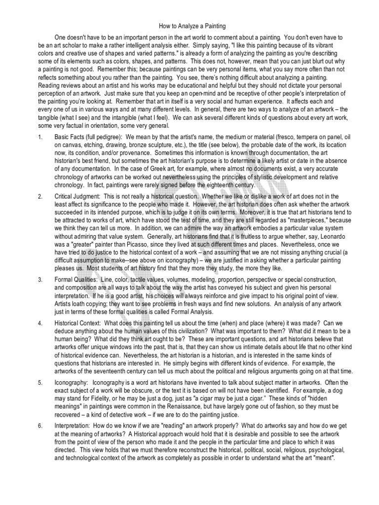 Analyzing A Painting | Download Free PDF | Art History | Paintings