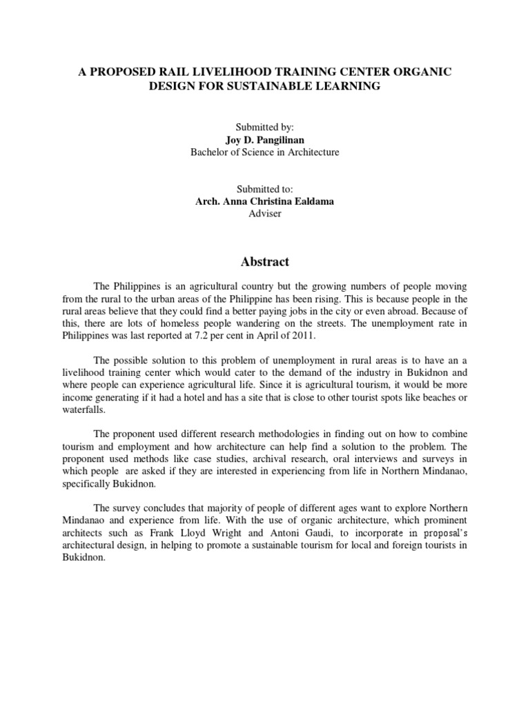 A Proposed Rail Livelihood Training Center Organic Design For ...