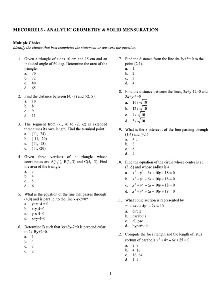 2 - Analytic Geometry and Solid Mensuration PDF | PDF