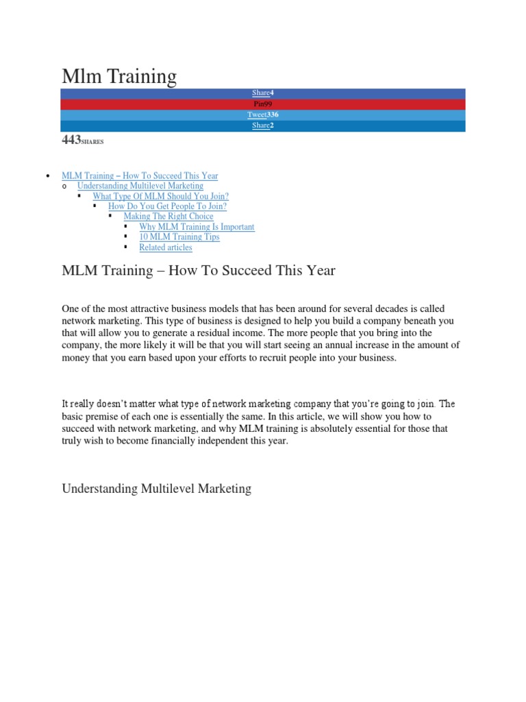 Essential MLM Training for Success | PDF