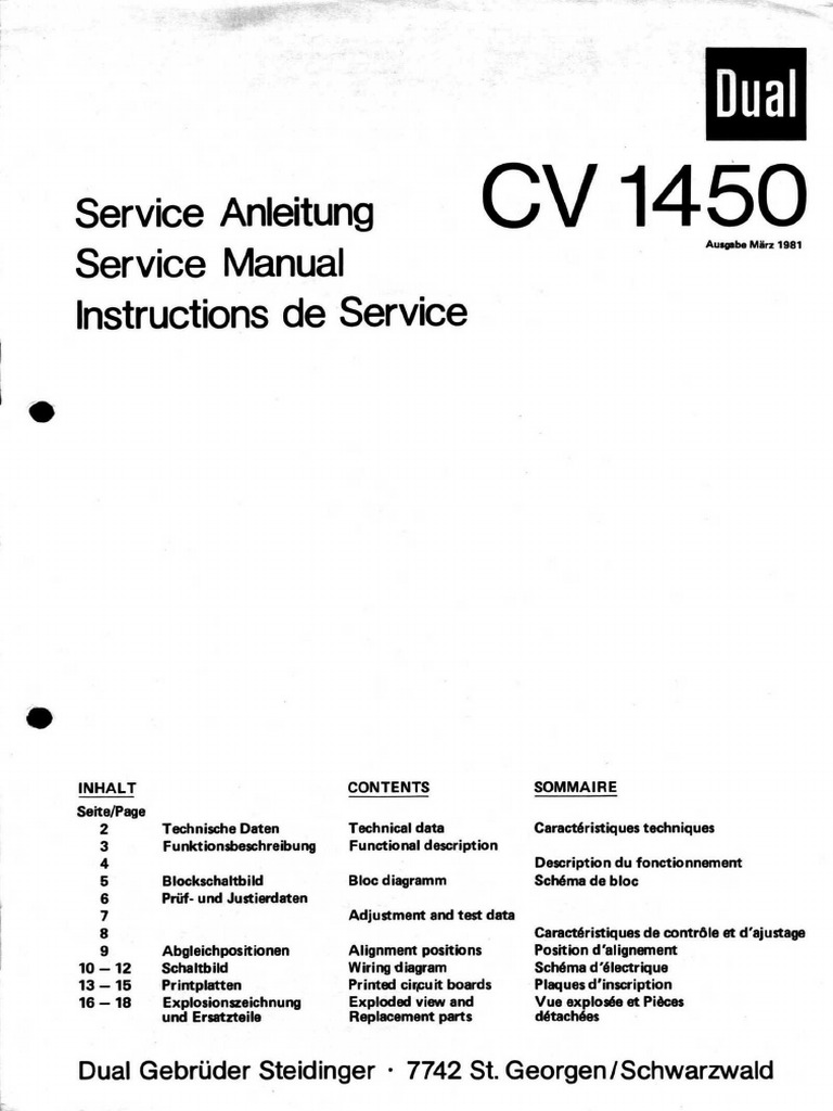 Dual CV-1450 Service Manual | PDF