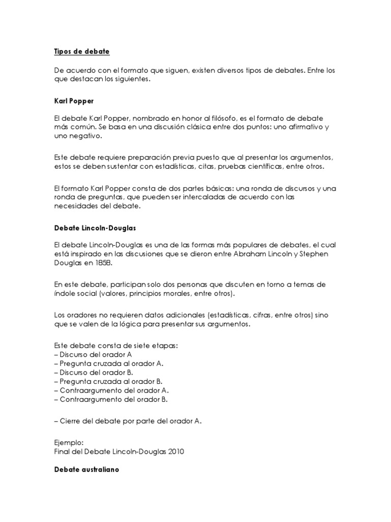 Tipos de Debate | PDF
