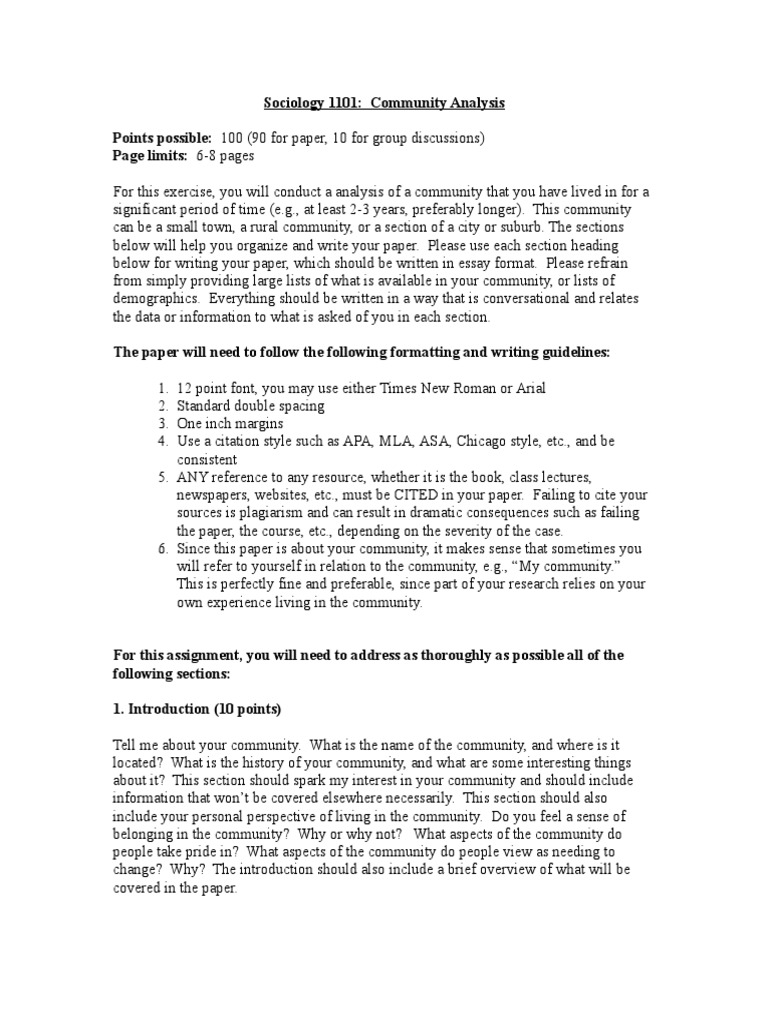AU18 SOC 1101 Community Analysis | PDF
