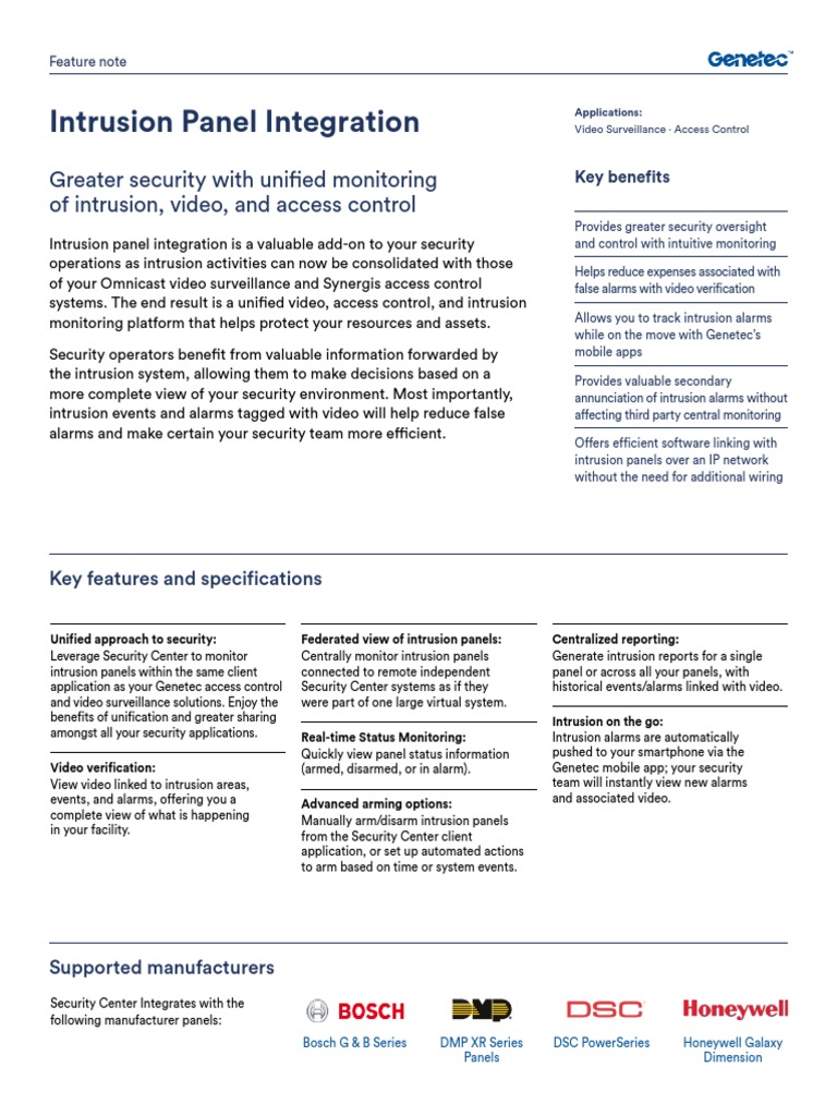 En Genetec Intrusion Panel Integration | PDF