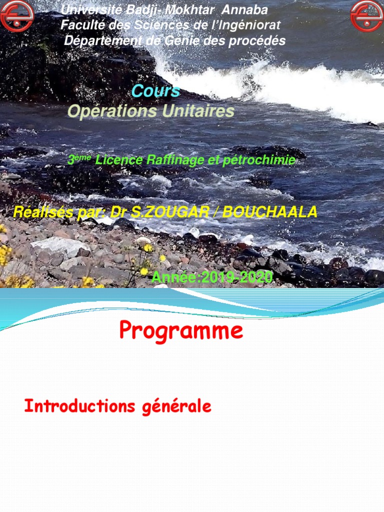 Cours Operation Unitaire 3LRP 2019 | PDF