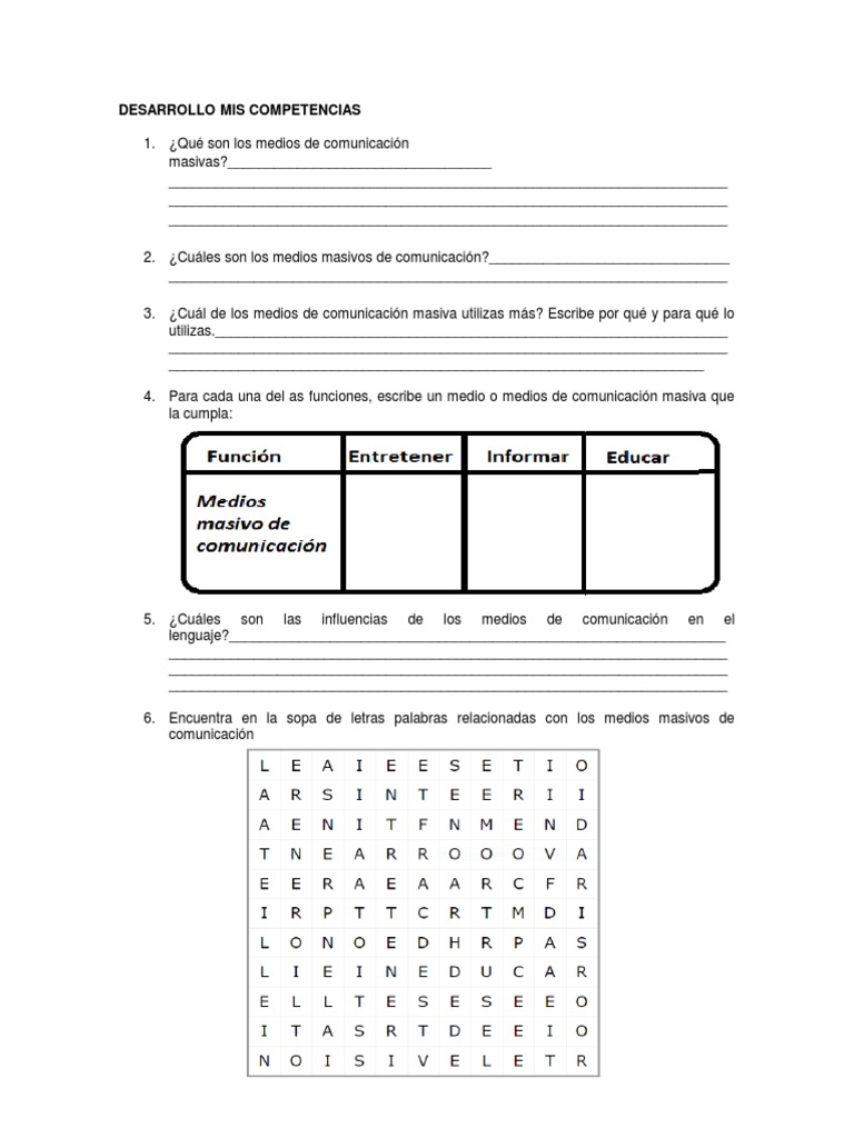 Plan de Clases Medios de Comunicación Masiva | PDF