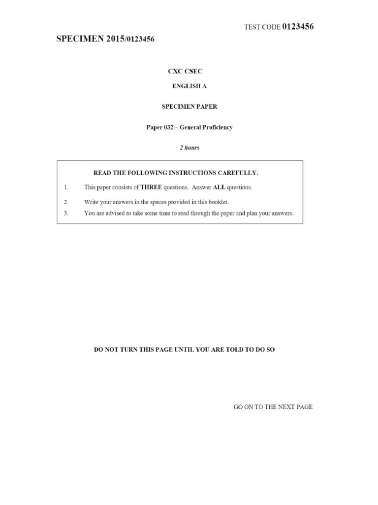CXC English Paper 3-2 | PDF
