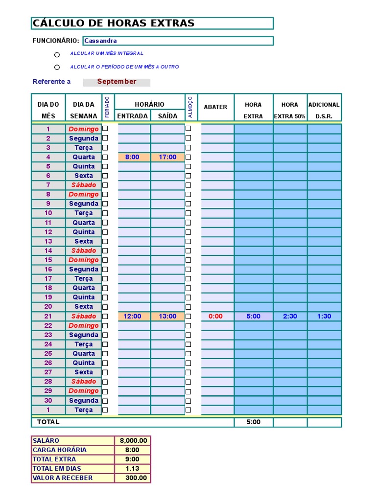 Controle de Horas Extras | PDF