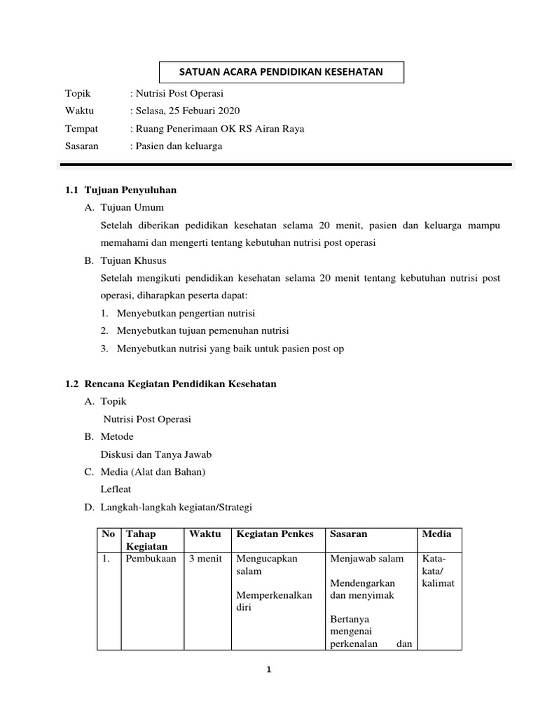 Sap LP Nutrisi Post Op | PDF