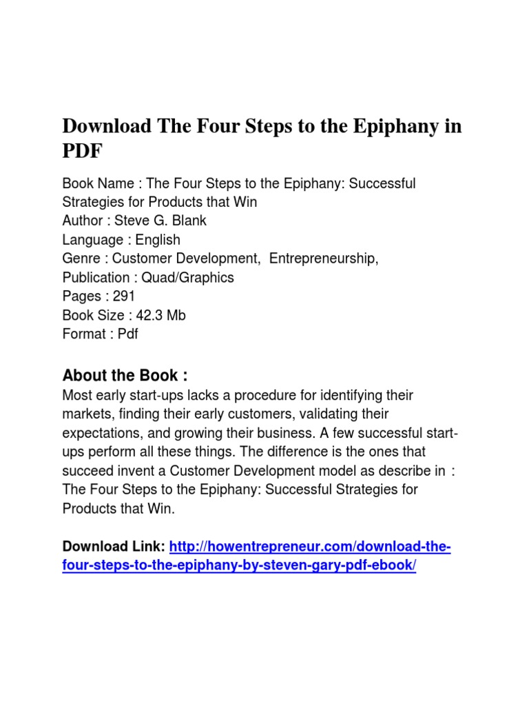 The Four Steps To The Epiphany PDF | PDF