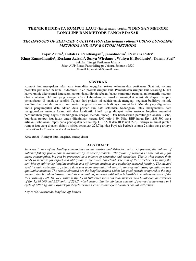 Jurnal Teknik Budidaya Rumput Laut | PDF