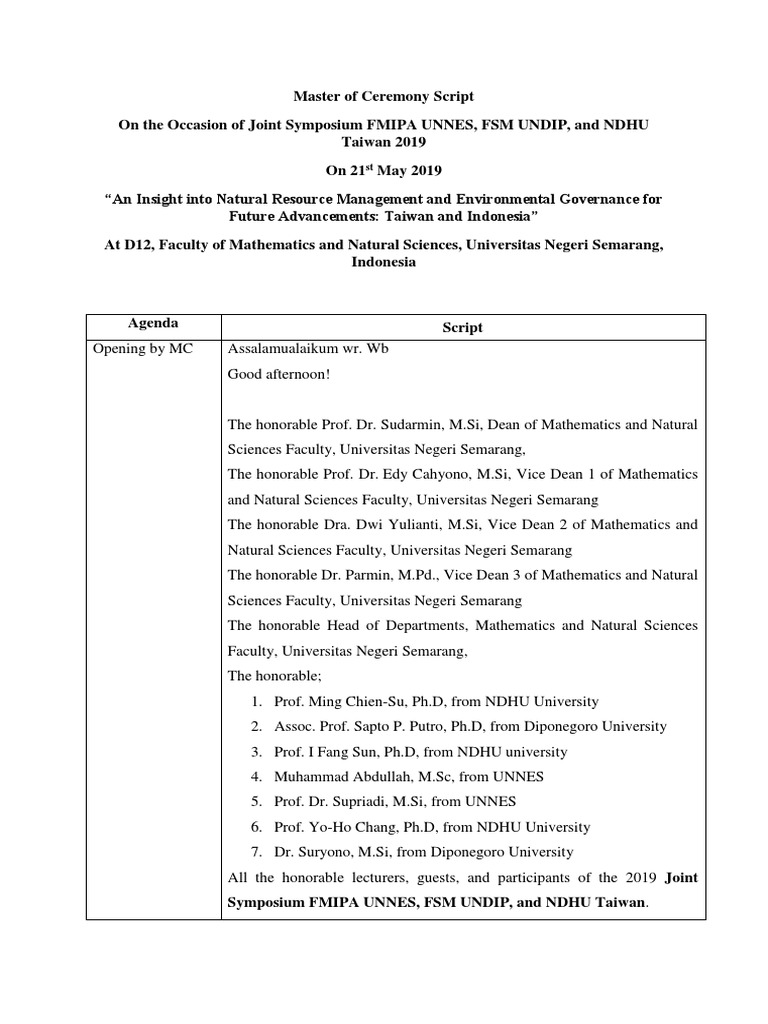 Symposium MC Script | PDF | Inquiry | Academia