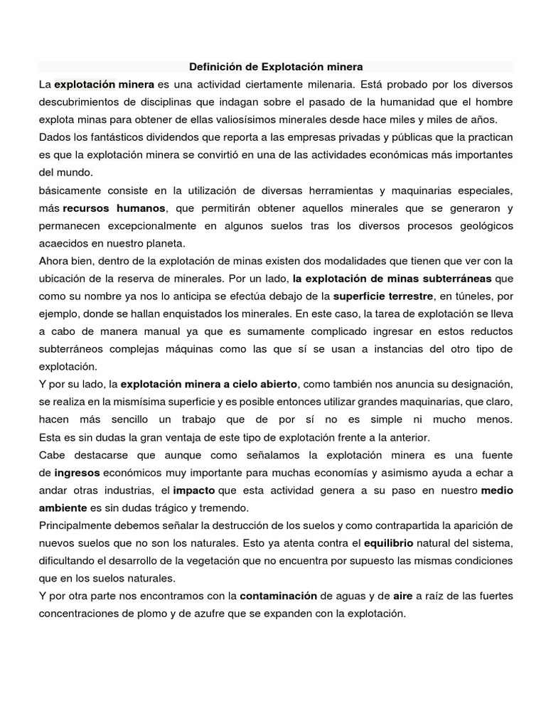 Definición de Explotación Minera | PDF | Los bosques | Deforestación