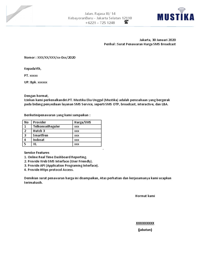 Draft Surat Penawaran Harga PDF | PDF