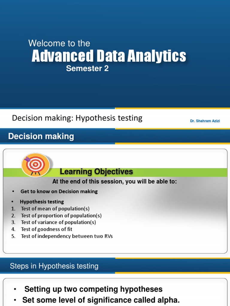 Decision Making and Hypothesis Testing 1 PDF | PDF | P Value ...