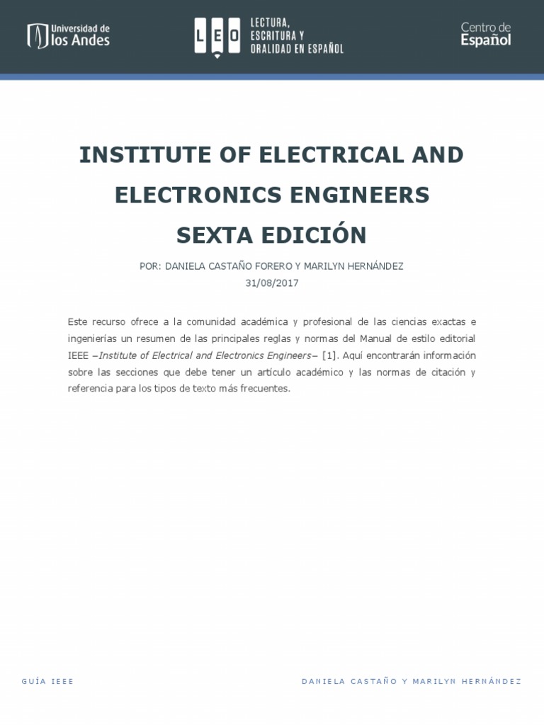 Estilo Ieee | PDF | Instituto de Ingenieros Eléctricos y Electrónicos ...