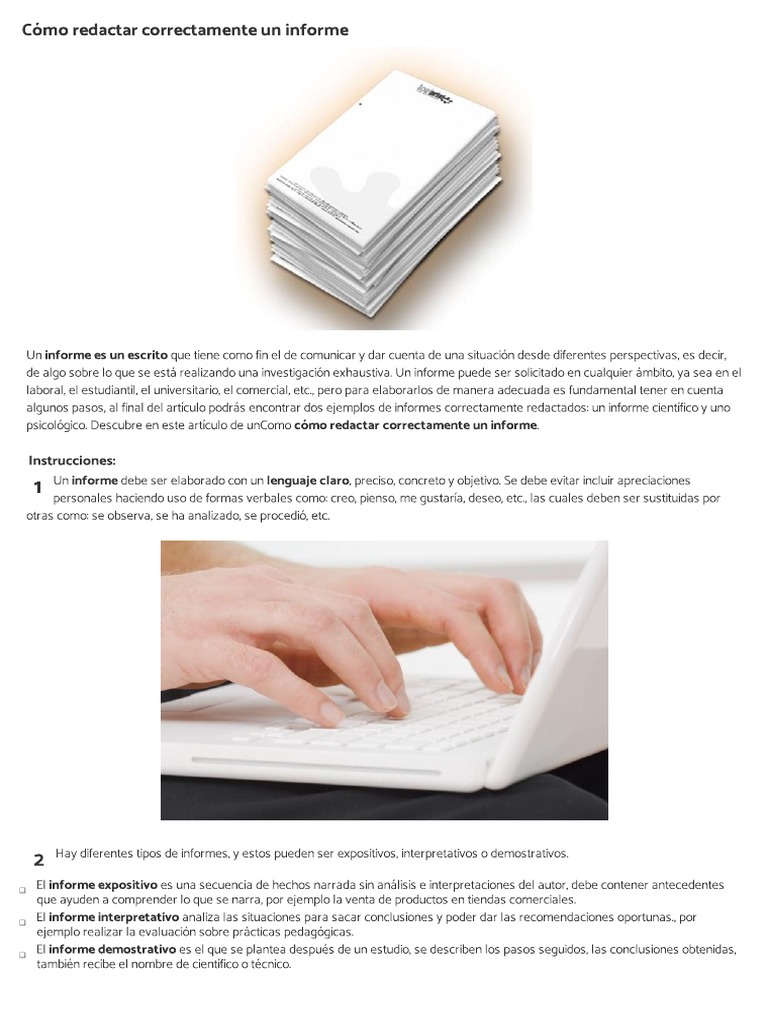 Cómo Redactar Correctamente Un Informe