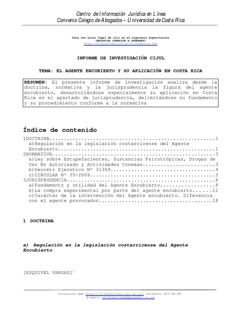 El Agente Encubierto y Su Aplicacion en Costa Rica | PDF | Policía | Juez