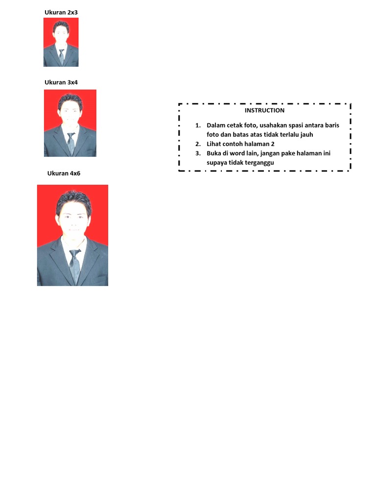 Contoh Ukuran Cetak Foto 2x3, 3x4, 4x6 | PDF