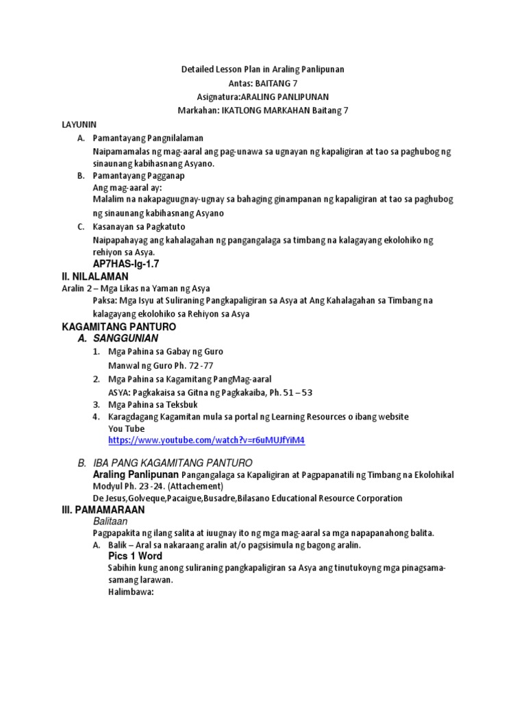Detailed Lesson Plan in Araling Panlipunan | PDF