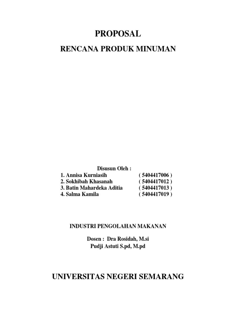 Proposal Produk Minuman (Aia Kawa) | PDF