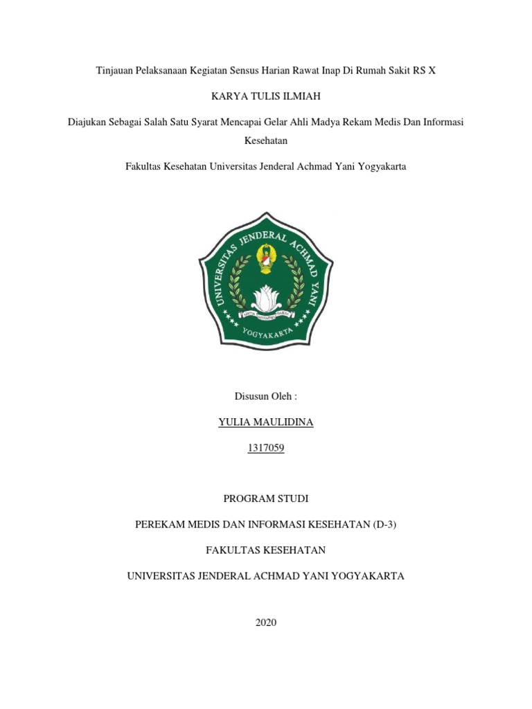 Tinjauan Pelaksanaan Kegiatan Sensus Harian Rawat Inap Di Rumah Sakit RS X | PDF