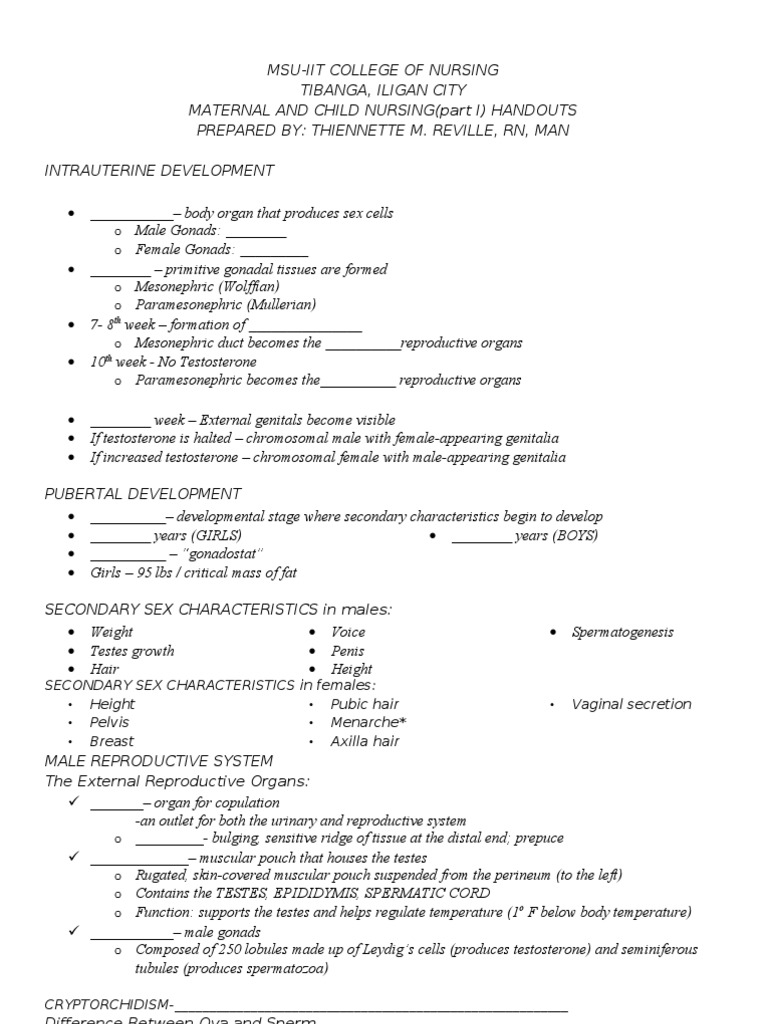 MCN Handouts | PDF | Menstrual Cycle | Pelvis