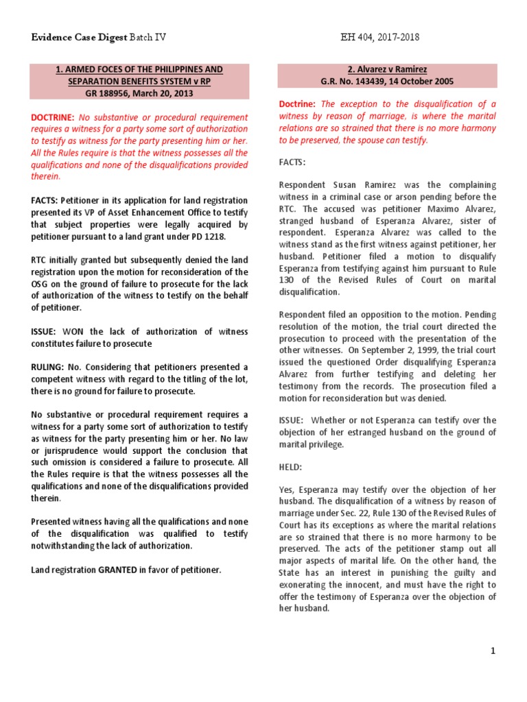 Evidence Case Digest IV | PDF | Lawyer | Public Law
