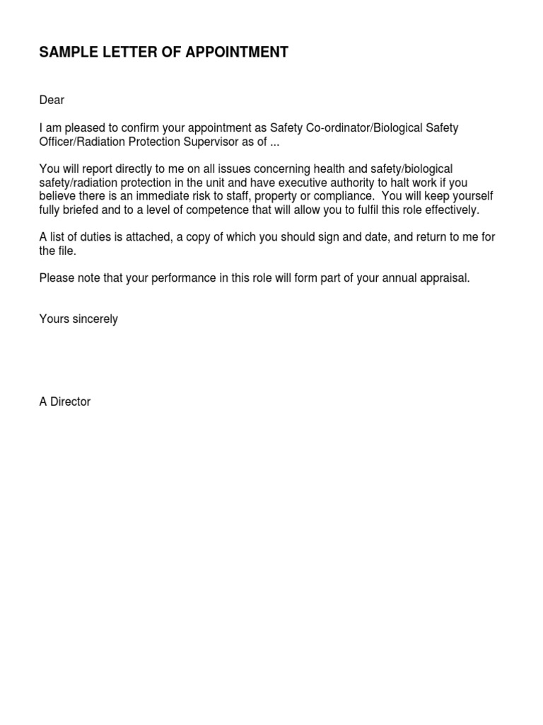 Appointment Letter For SAFETY OFFICER PDF | PDF | Career & Growth