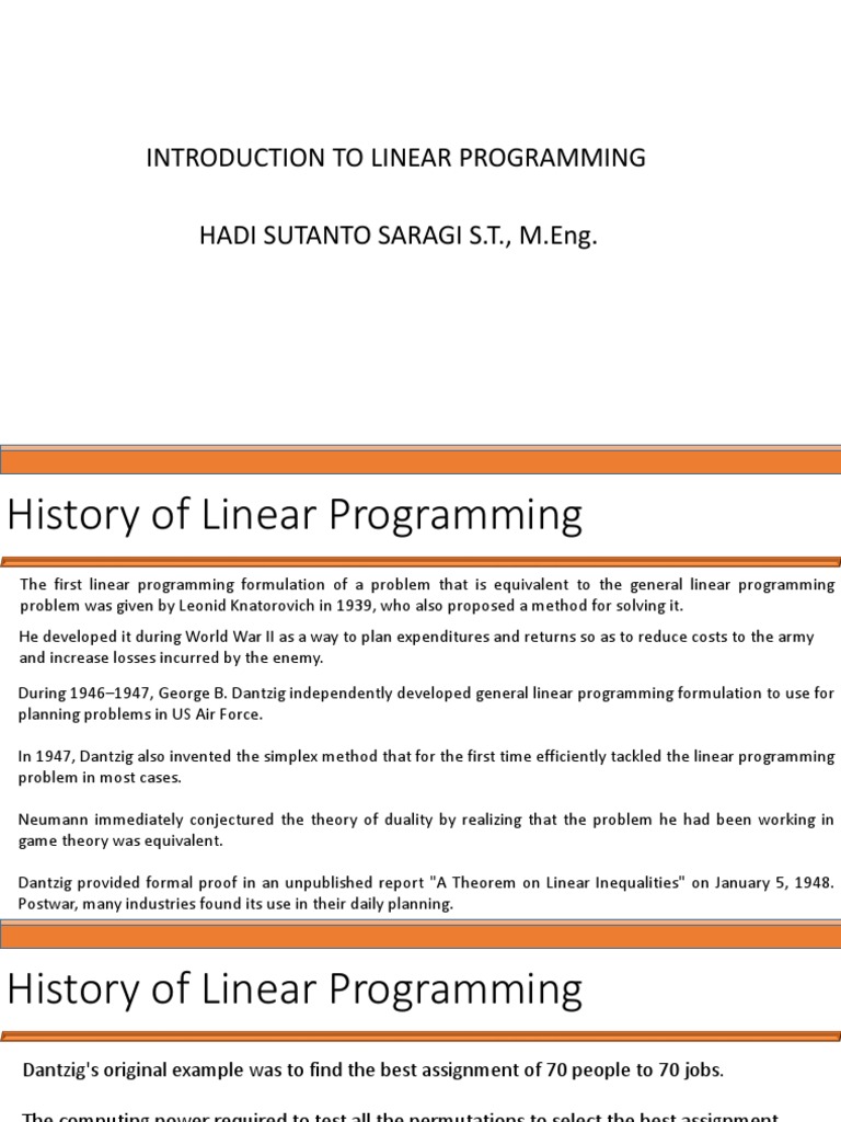 Introduction PDF | PDF | Linear Programming | Mathematical Optimization