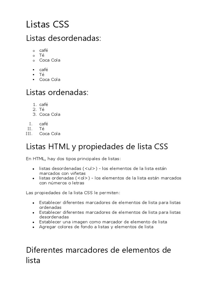 Lista Tabla y Diseño de CSS | PDF | Hojas de estilo en cascada | HTML
