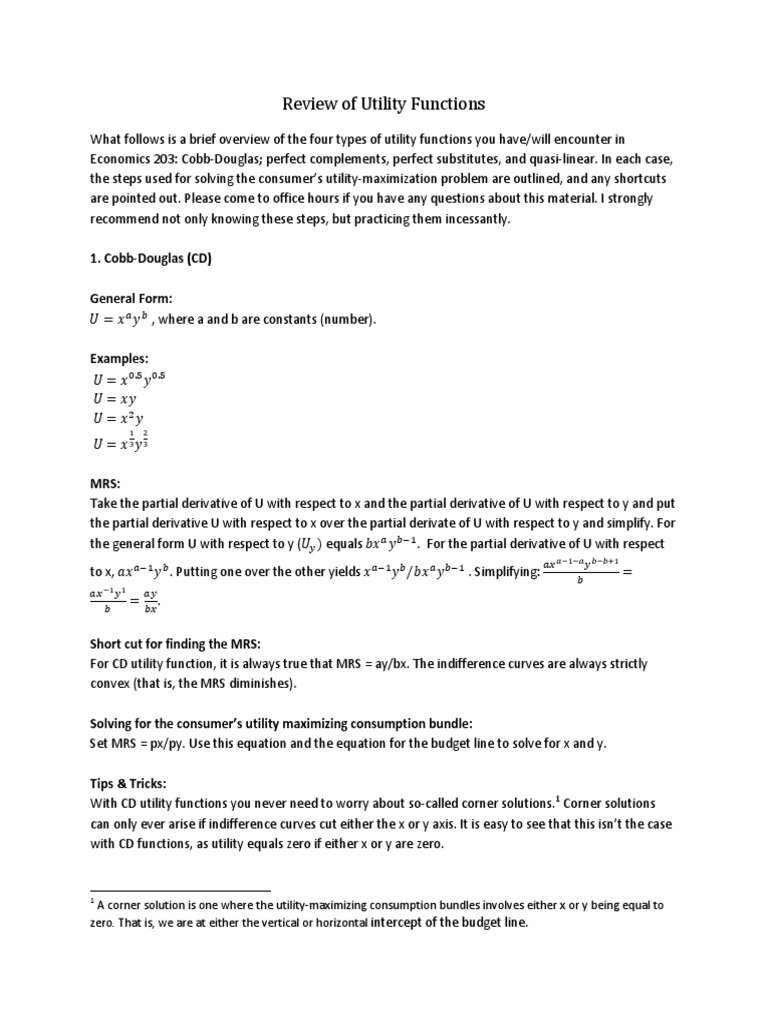 Standard Utility Functions-In | PDF | Utility | Derivative