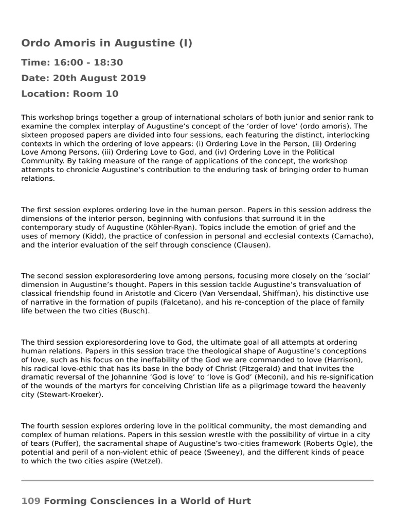 Ordo Amoris | PDF | Augustine Of Hippo | Conscience