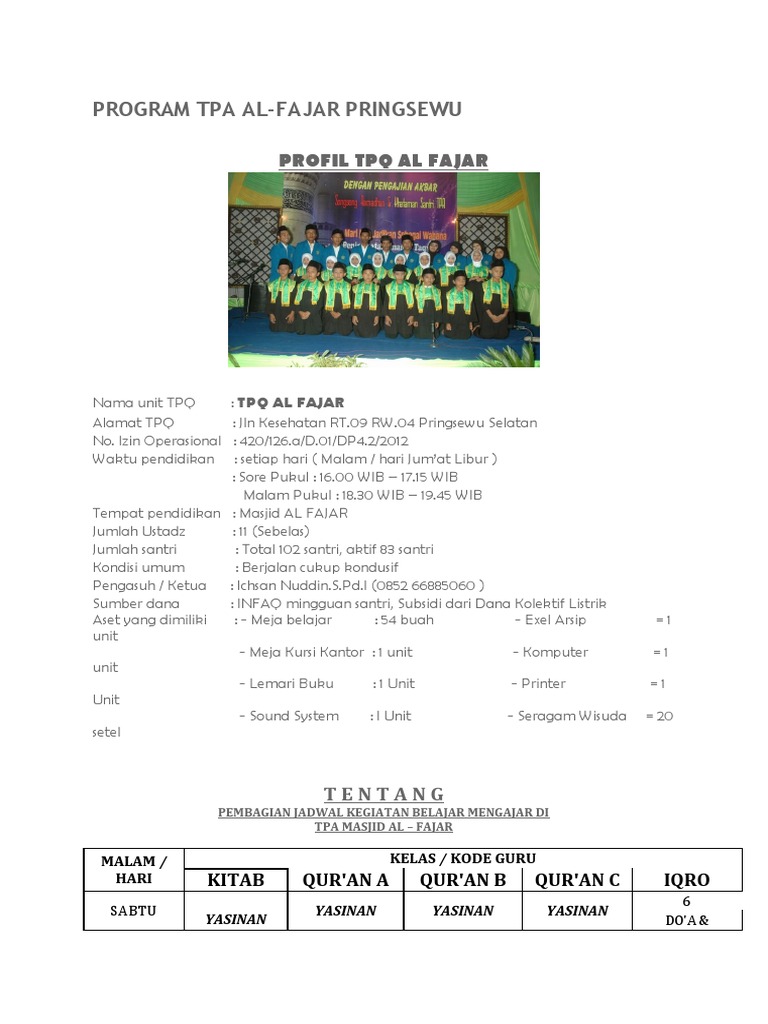 Program Tpa Al | PDF