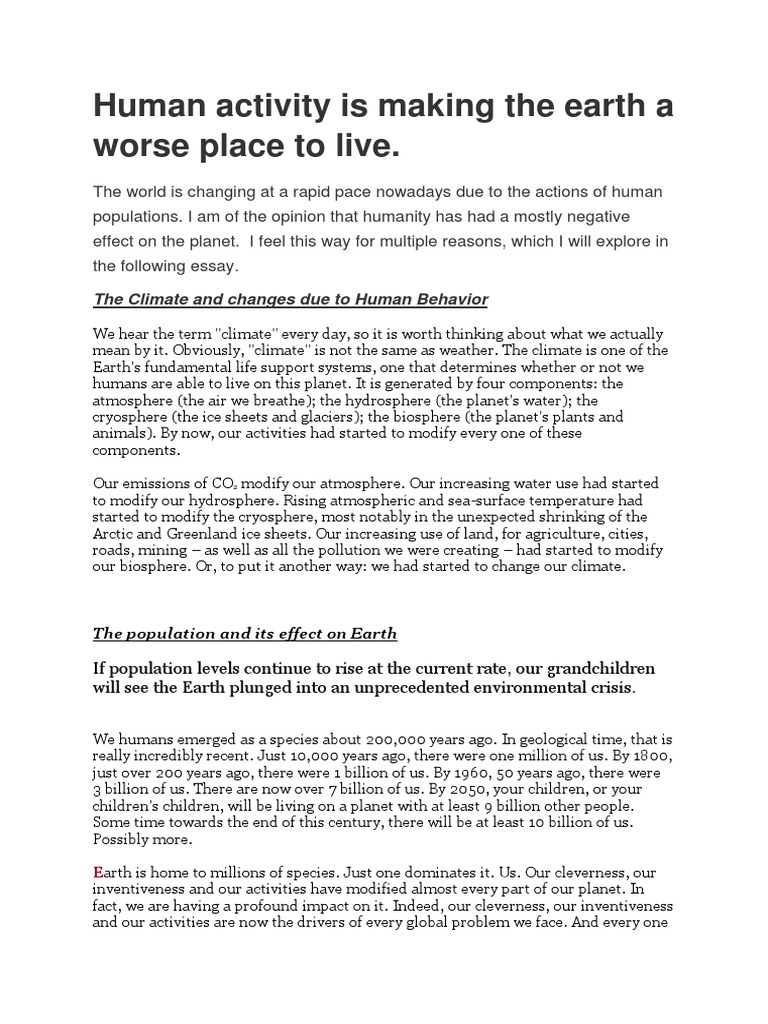Human Impact on Earth's Environment | PDF | Carbon Dioxide | Air Pollution
