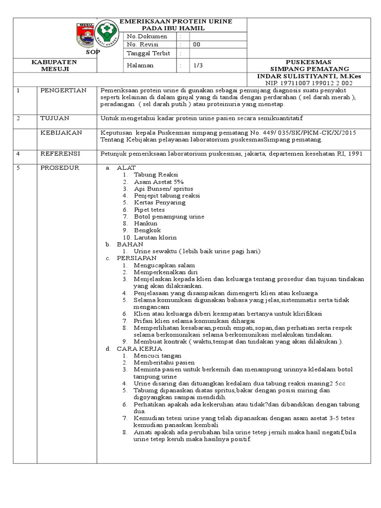 Sop Protein Urine | PDF | Sains & Matematika