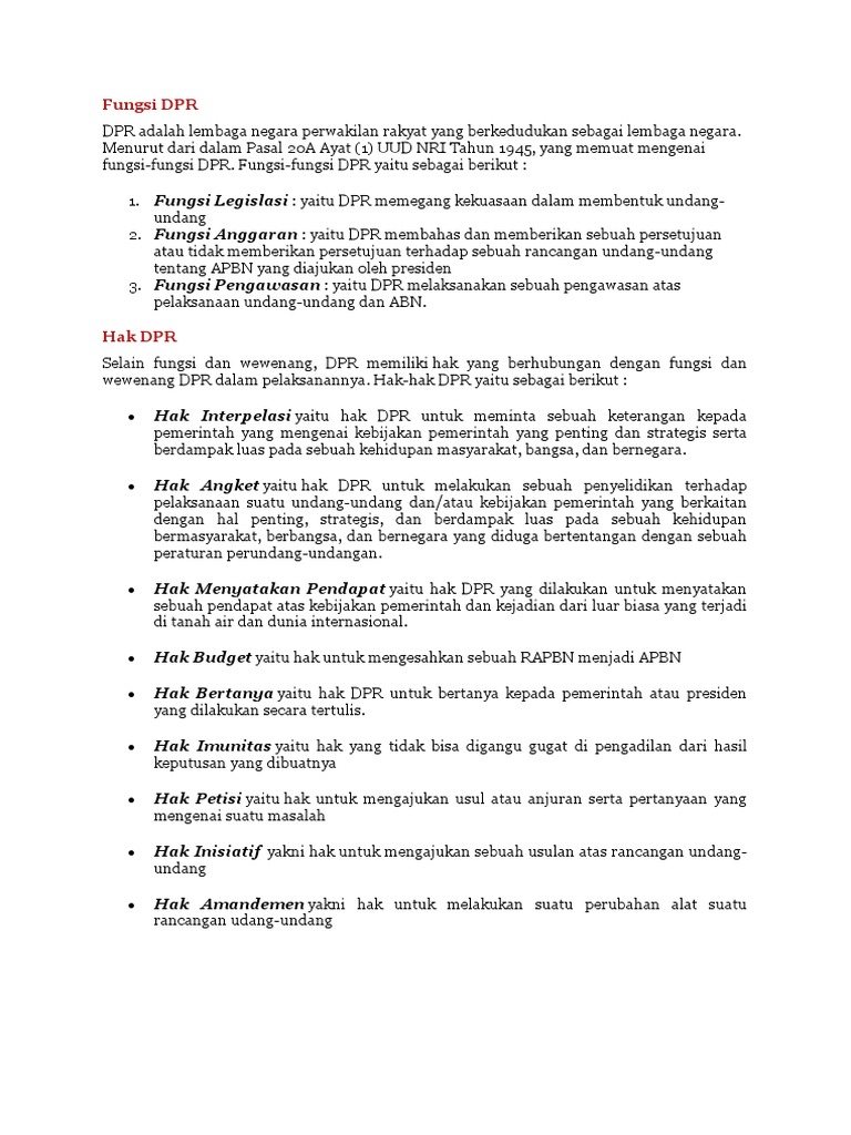 Fungsi DPR | PDF