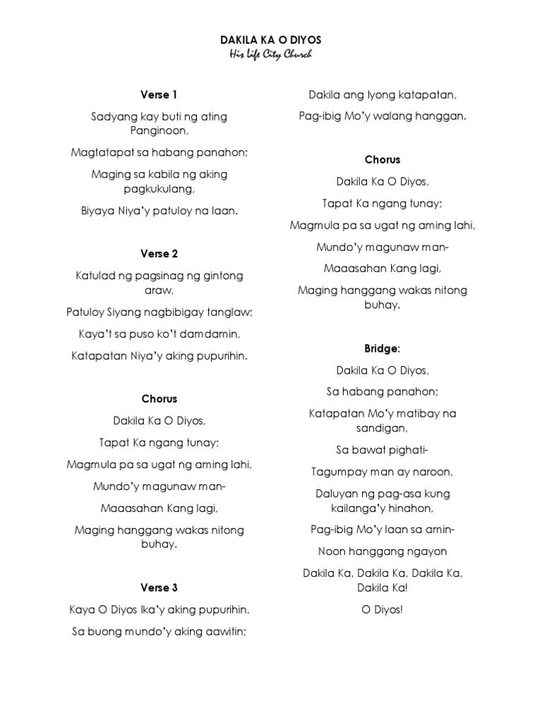 Dakila O Diyos | PDF