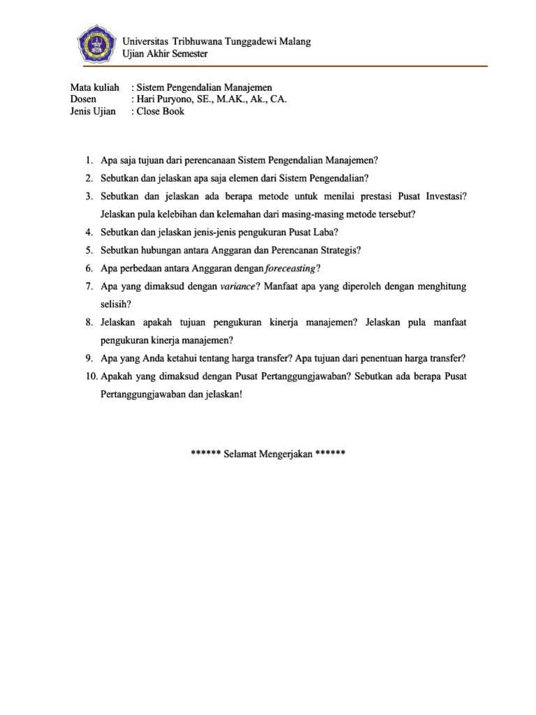 Soal Uas SPM PDF | PDF