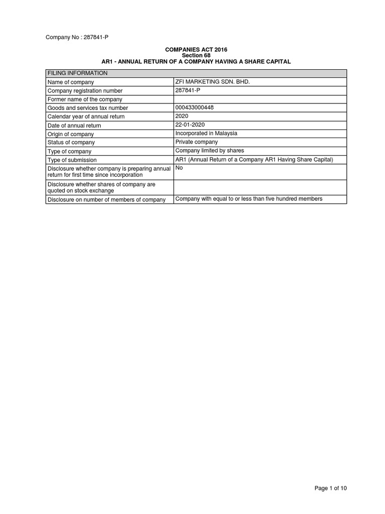 Section 68 (2020) | PDF | Malaysia | Companies