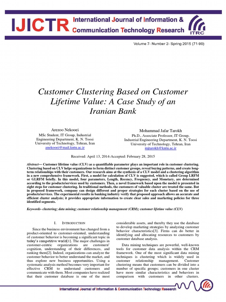 Customer Clustering Based On Customer Lifetime Value | PDF | Cluster ...