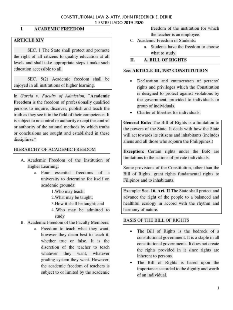 Consti 2 - 1ST Exam | PDF | Eminent Domain | Due Process Clause