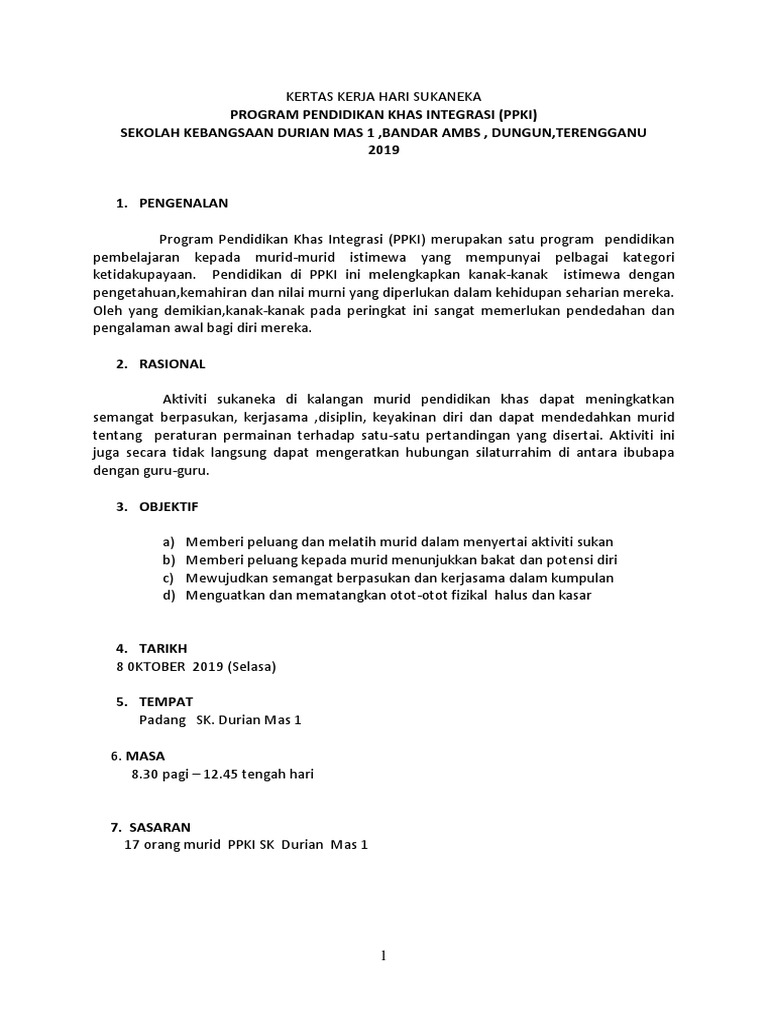 Aktiviti Sukaneka PPKI 2019 | PDF