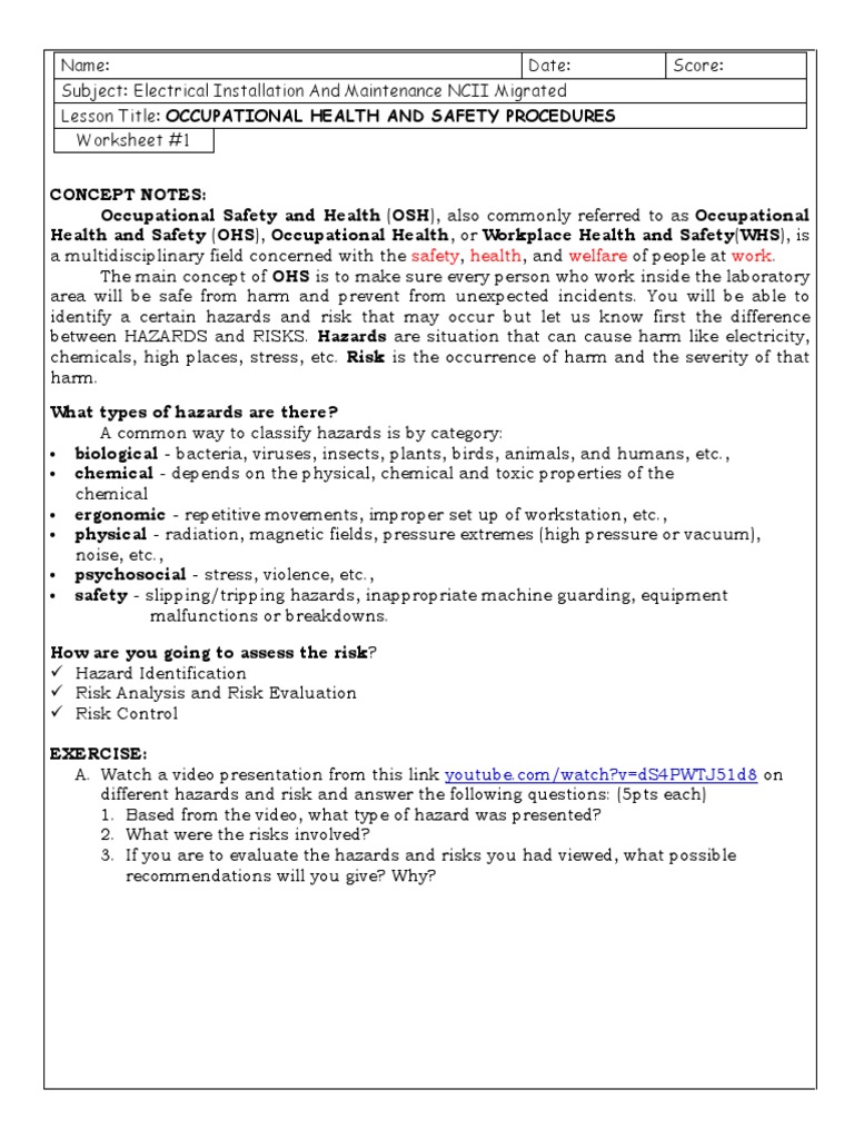 1 EIM - Practice OHS Procedure | PDF