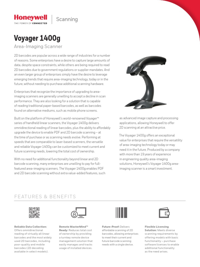 Voyager 1400g General Duty Scanner Data Sheet en | PDF | Barcode ...