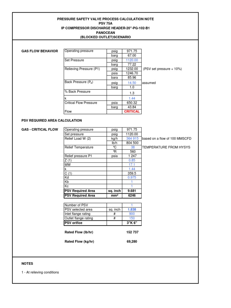 PSV Sizing - Blocked Outlet Gas | PDF