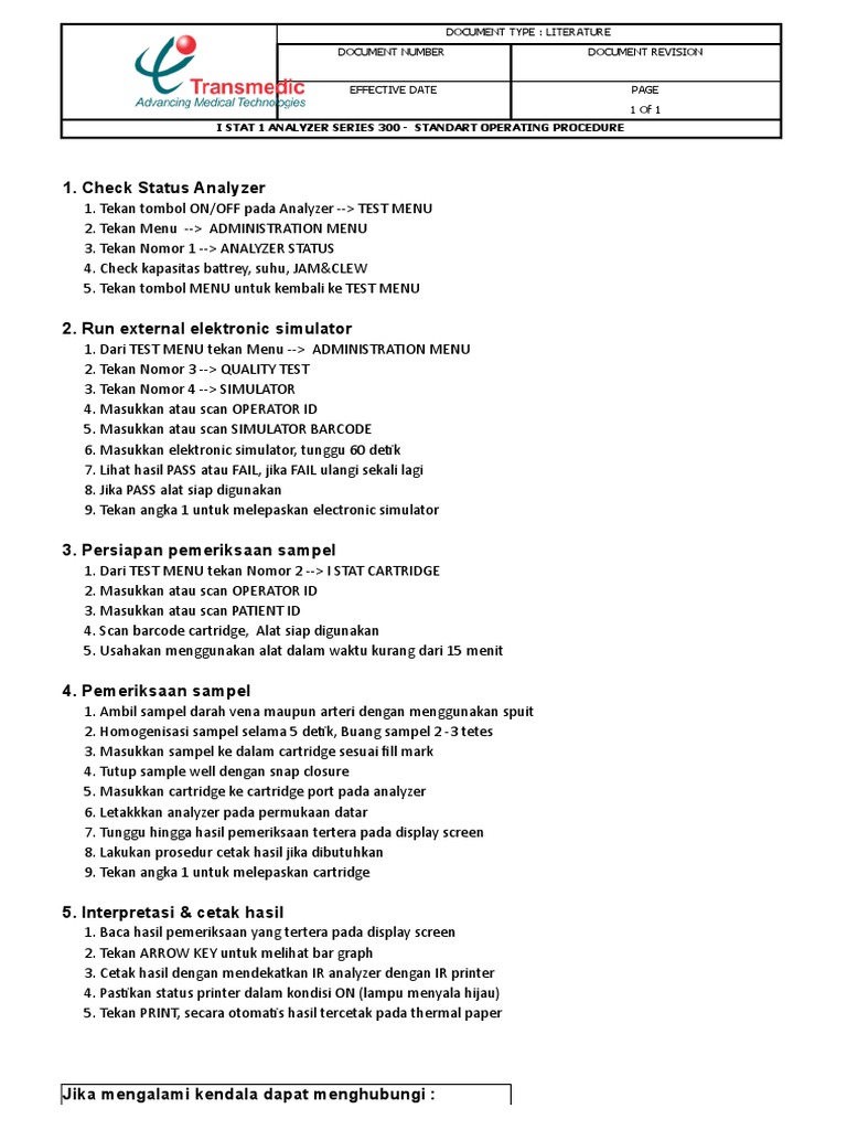SOP TROUBLESHOOTING GUIDE SPESIFIKASI iSTAT Dan METHODE | PDF