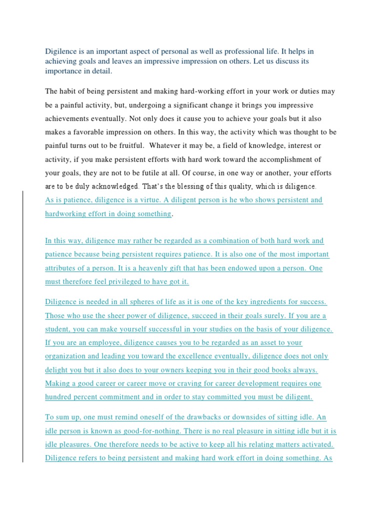 The Power of Diligence | PDF