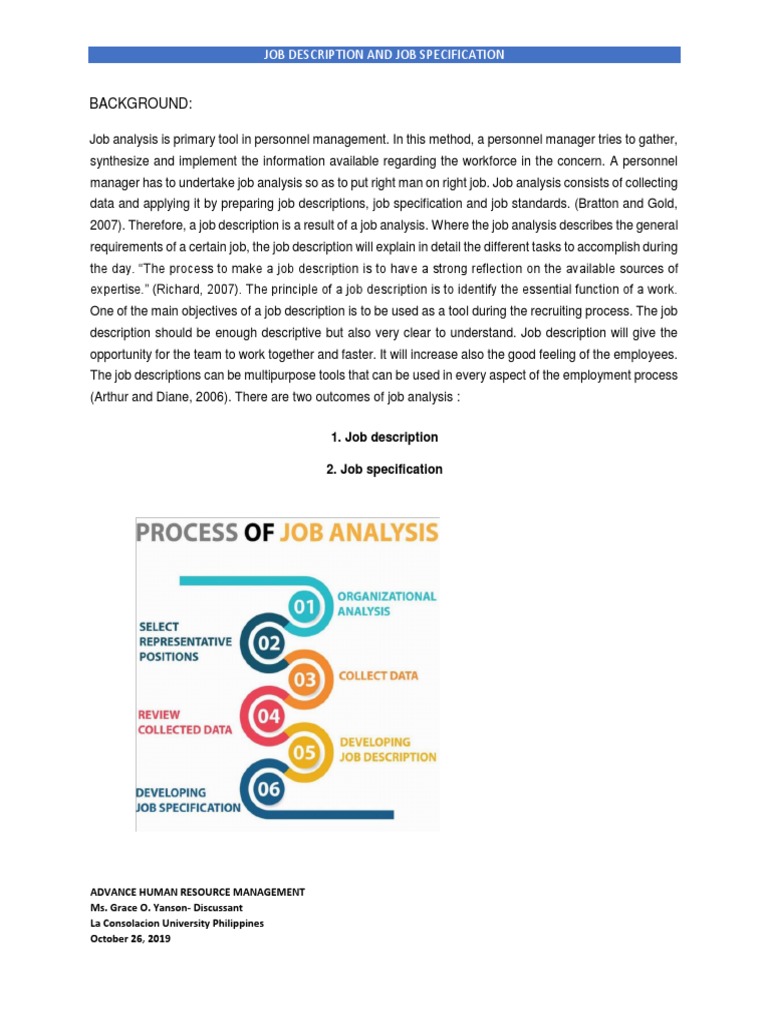 Job Description vs. Job Specification | PDF