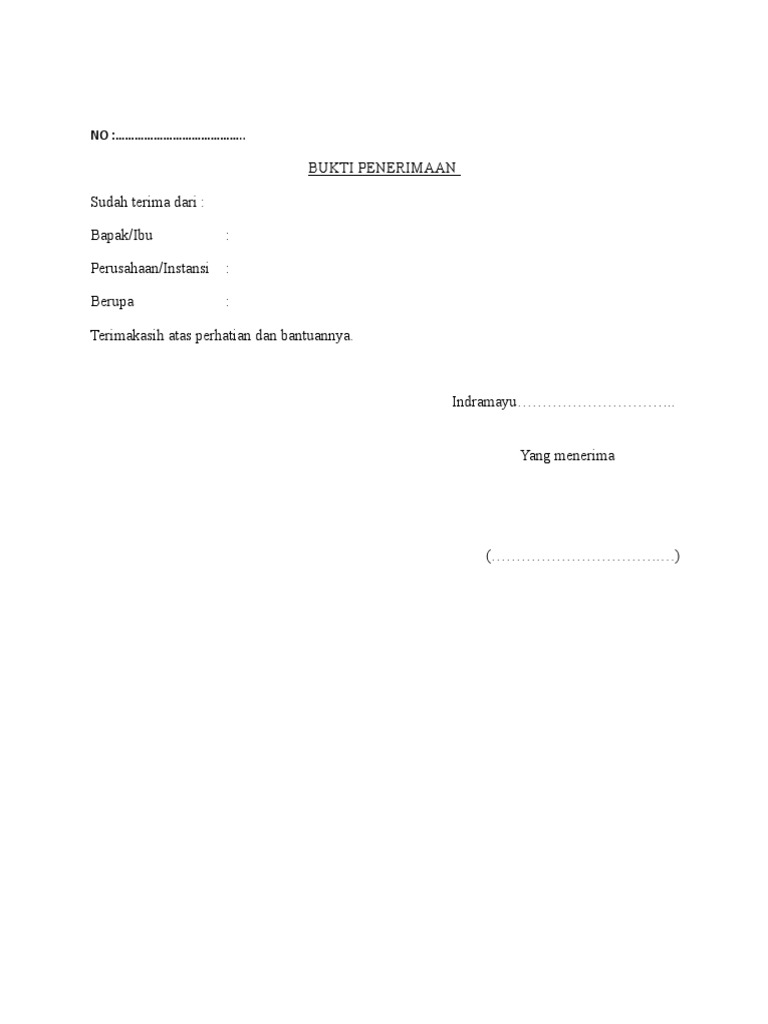 Contoh SURAT TANDA TERIMA | PDF
